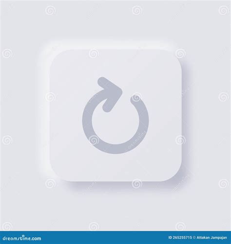 Rotation Arrow Icon White Neumorphism Soft UI Design For Web Design Stock Vector