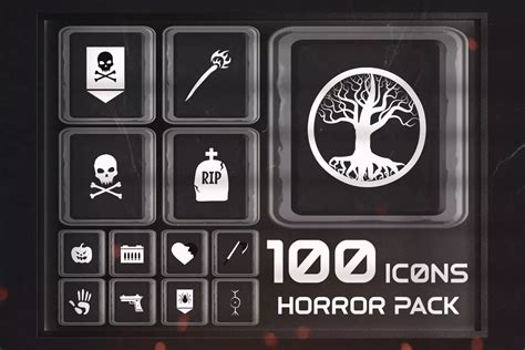 100 Horror Icons Pack Unityhub Pro бесплатные ассеты для Unity и Unreal Engine
