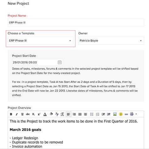 Templates Online Help Zoho Projects