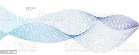 모션 벡터 추상 배경의 파란색 점 입자 배열 물결 모양의 흐름 움직임의 포인트의 곡선 선 기술 및 과학 일러스트레이션 3차원 형태에 대한 스톡 벡터 아트 및 기타 이미지