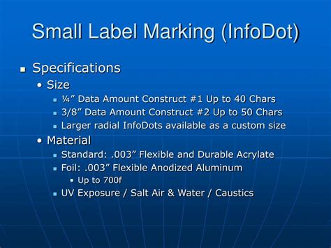 Ppt Small Label Uid Format For Part Tracking Applications Powerpoint Presentation Id 195316