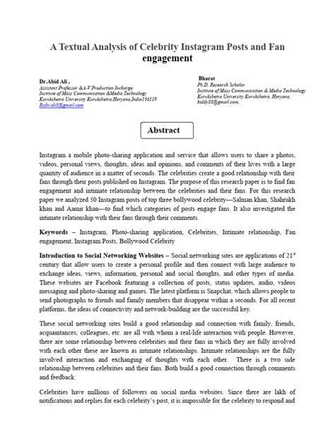 A Textual Analysis Of Celebrity Instagram Posts And Fan Engagement Download Free Pdf