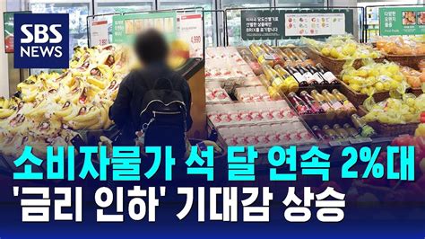 소비자물가 석 달 연속 2 대…금리 인하 기대감 상승 Sbs Youtube