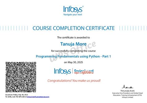 Python Infosysspringboard Learningjourney Tanuja More