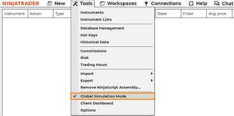 Global Simulation Mode Ninjatrader Desktop