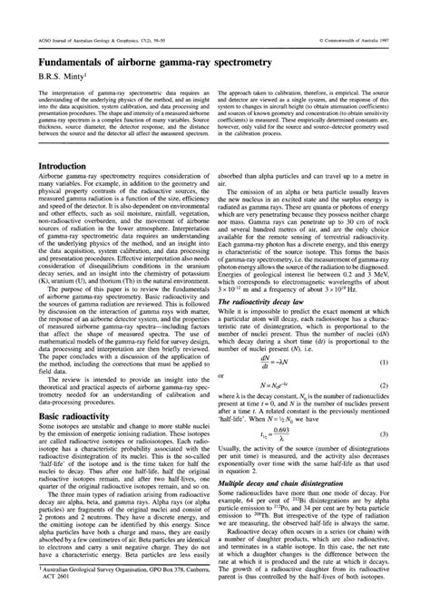Pdf Fundamentals Of Airborne Gamma Ray Spectrometry