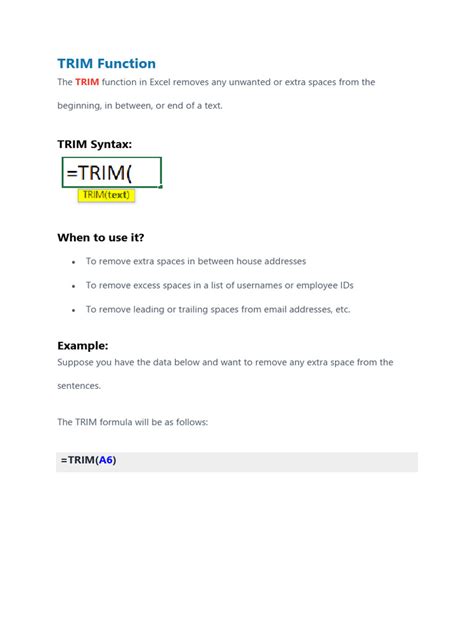 Trim Function Pdf