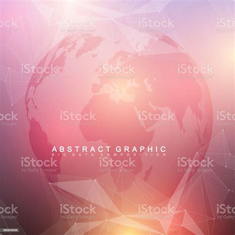 3 차원 추상 배경 행성입니다 가상 배경 통신 또는 입자 화합물 글로벌 네트워크 연결 및 라인 총 최소한의 혼란 디자인 벡터 일러스트 레이 션 0명에 대한 스톡 벡터 아트