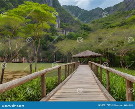 Walkway And Pavilion In Khao Sam Roi Yot National Park Stock