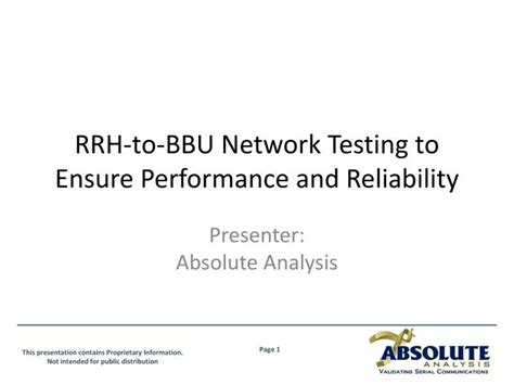 PPT RRH To BBU Network Testing To Ensure Performance And Reliability PowerPoint Presentation