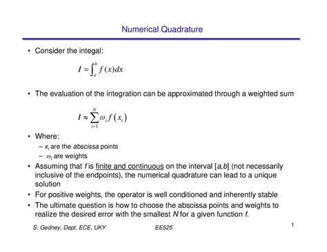 Numerical Quadrature And Types Of Numerical Integration Ee 525 Docsity