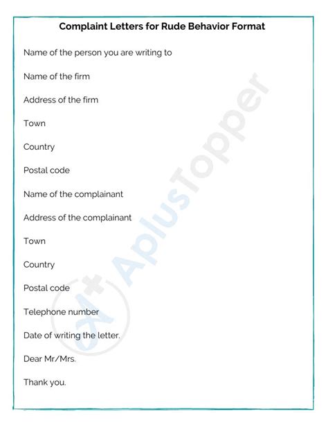 Complaint Letters For Rude Behavior Rude Behavior Letter Writing