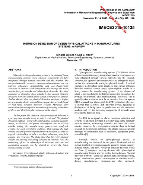 Pdf Intrusion Detection Of Cyber Physical Attacks In Manufacturing Systems A Review