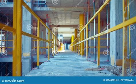 Generative Ai Construction Building Site With Framework Railing Guard Walkway On The Building