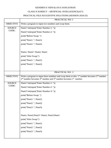 X Ai Practicals 2024 25 Pdf Numbers Integer Computer Science