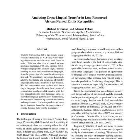 Analysing Cross Lingual Transfer In Low Resourced African Named Entity