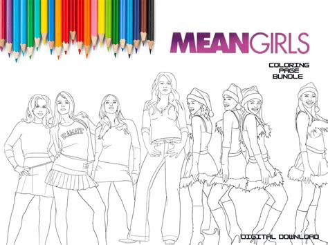 Mean Girls Coloring Page Bundle Teens Adults Coloring Book Digital