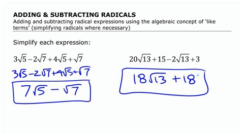 Adding And Subtracting Radicals Calculator