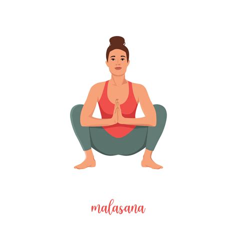 Belle Fille Fait Du Yoga Assise Dans La Pose De Guirlande De Malasana 8321584 Art Vectoriel
