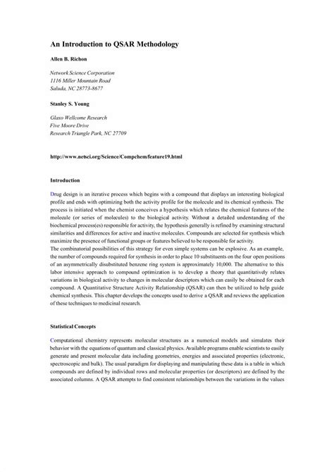 Pdf Introduction To Qsar Methodology Dokumen Tips