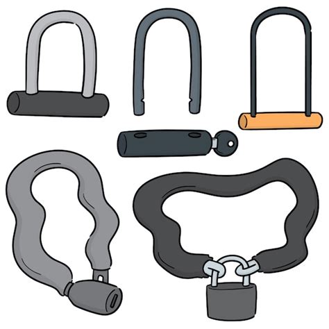 Premium Vector Vector Set Of Bicycle Lock