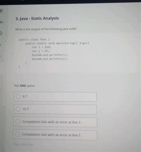 3 Java Static Analysis What Is The Output Of Studyx