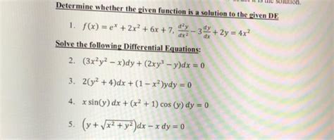 Solved Determine Whether The Given Function Is A Solution To Chegg