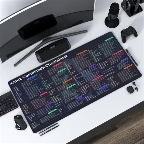 Linux Cheat Sheet Desk Mat Programming Shortcut Keyboard Pad Non Slip Rubber Mousepad Water