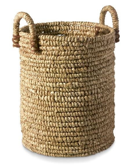 Woven Seagrass Basket With Leather Williams Sonoma