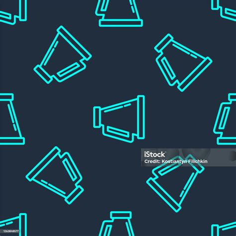 녹색 라인 메가 폰 아이콘 은 파란색 배경에 원활한 패턴을 격리 스피커 기호입니다 벡터 개념에 대한 스톡 벡터 아트 및 기타 이미지 개념 경계 표지 광고 Istock