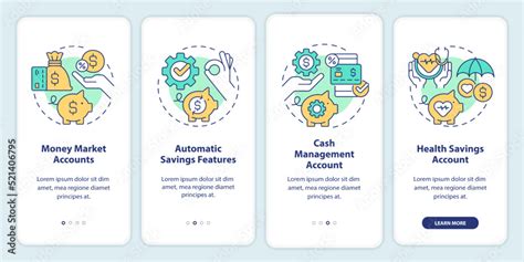 Saving Accounts Types Onboarding Mobile App Screen Financial Services Walkthrough 4 Steps