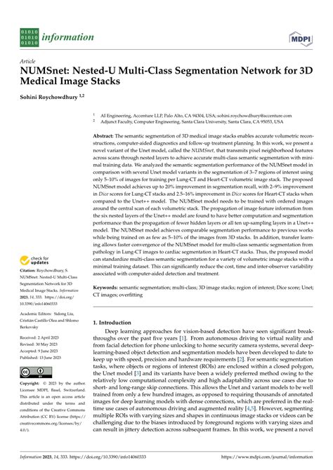pdf numsnet nested u multi class segmentation network for 3d medical