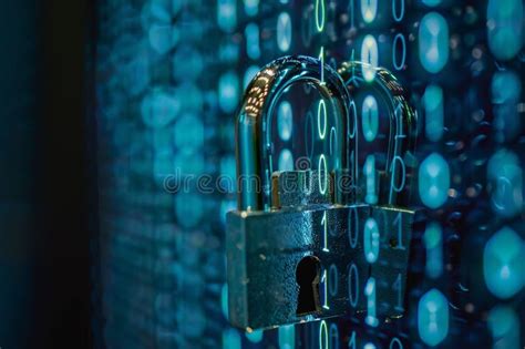 Cyber Security Concept Padlock On Binary Code Background Stock Illustration Illustration Of