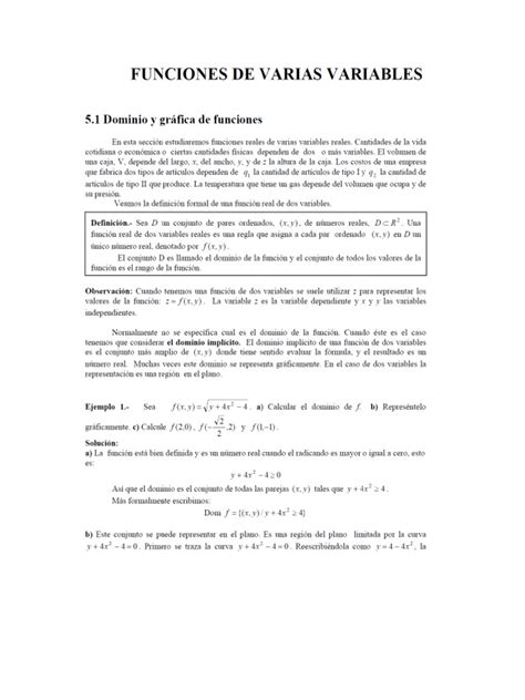 Funciones De Varias Variables Pdf