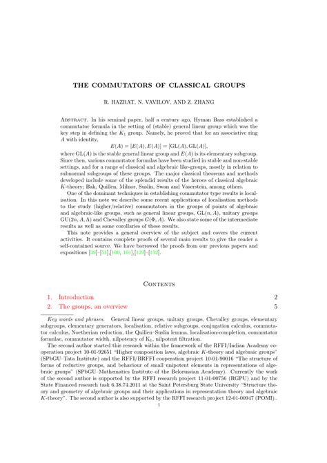 Pdf The Commutators Of Classical Groups