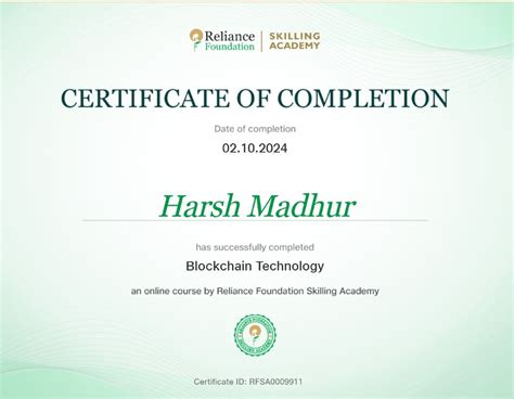Harsh Madhur On Linkedin Certificate Of Blockchain Technology By