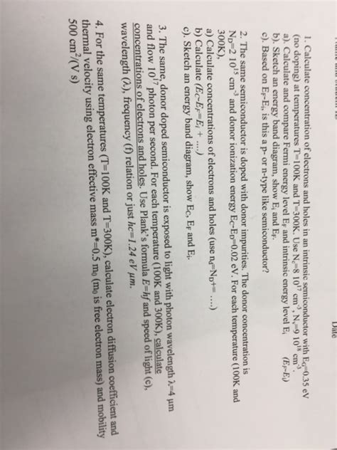 Solved Calculate Concentration Of Electrons And Holes In An