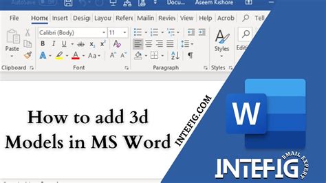 how to add 3d models in ms word youtube