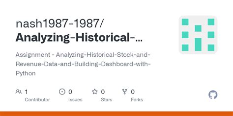 GitHub Nash Analyzing Historical Stock And Revenue Data And Building Dashboard With