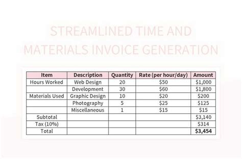 Streamlined Time And S Invoice Generation Excel Template Free