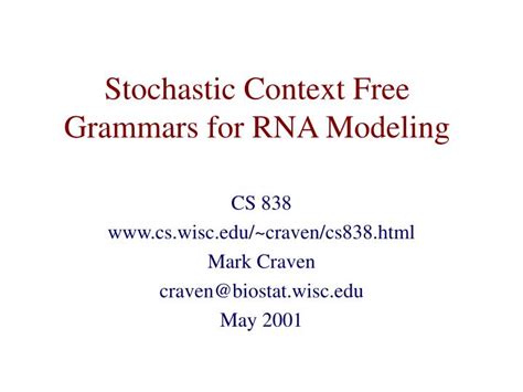 Ppt Stochastic Context Free Grammars For Rna Modeling Powerpoint