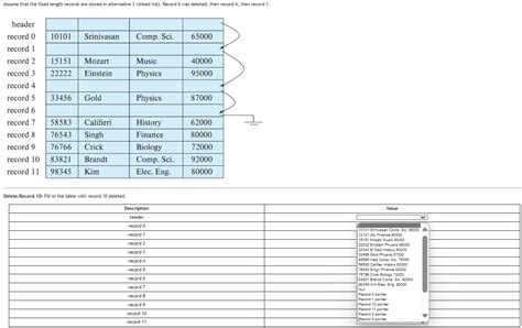 Solved Delete Record10 Fill In The Table With Record 10