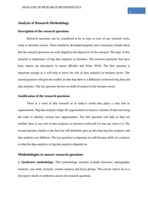 Analysis Of Research Methodology