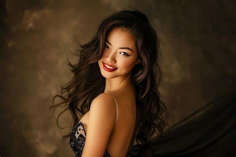 Premium Photo Captivating Woman In A Figurehugging Evening Gown Her