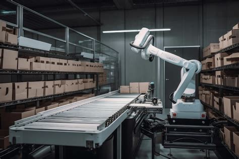 Premium Ai Image Packaging And Sorting Robot Picking Up Items And Placing Them Into Boxes