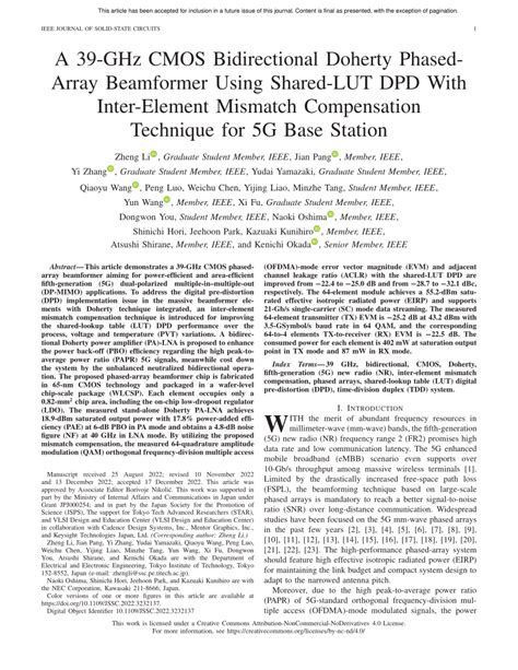 Pdf A 39 Ghz Cmos Bidirectional Doherty Phased Array Beamformer Using