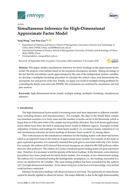 Pdf Simultaneous Inference For High Dimensional Approximate Factor Model