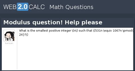 View Question Modulus Question Help Please