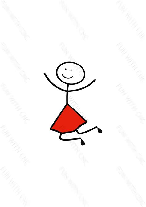 Happy Girl Stick Figure Digital Files For Your Diy Projects Etsy