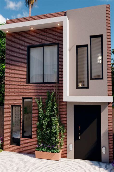 Fachadas De Casas Angostas O Estrechas En Diferentes Estilos Decoración